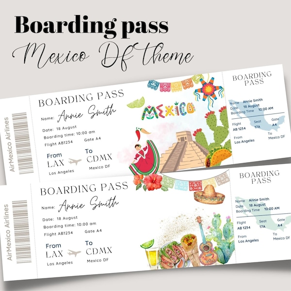 Trip to Mexico Ticket Template - Etsy