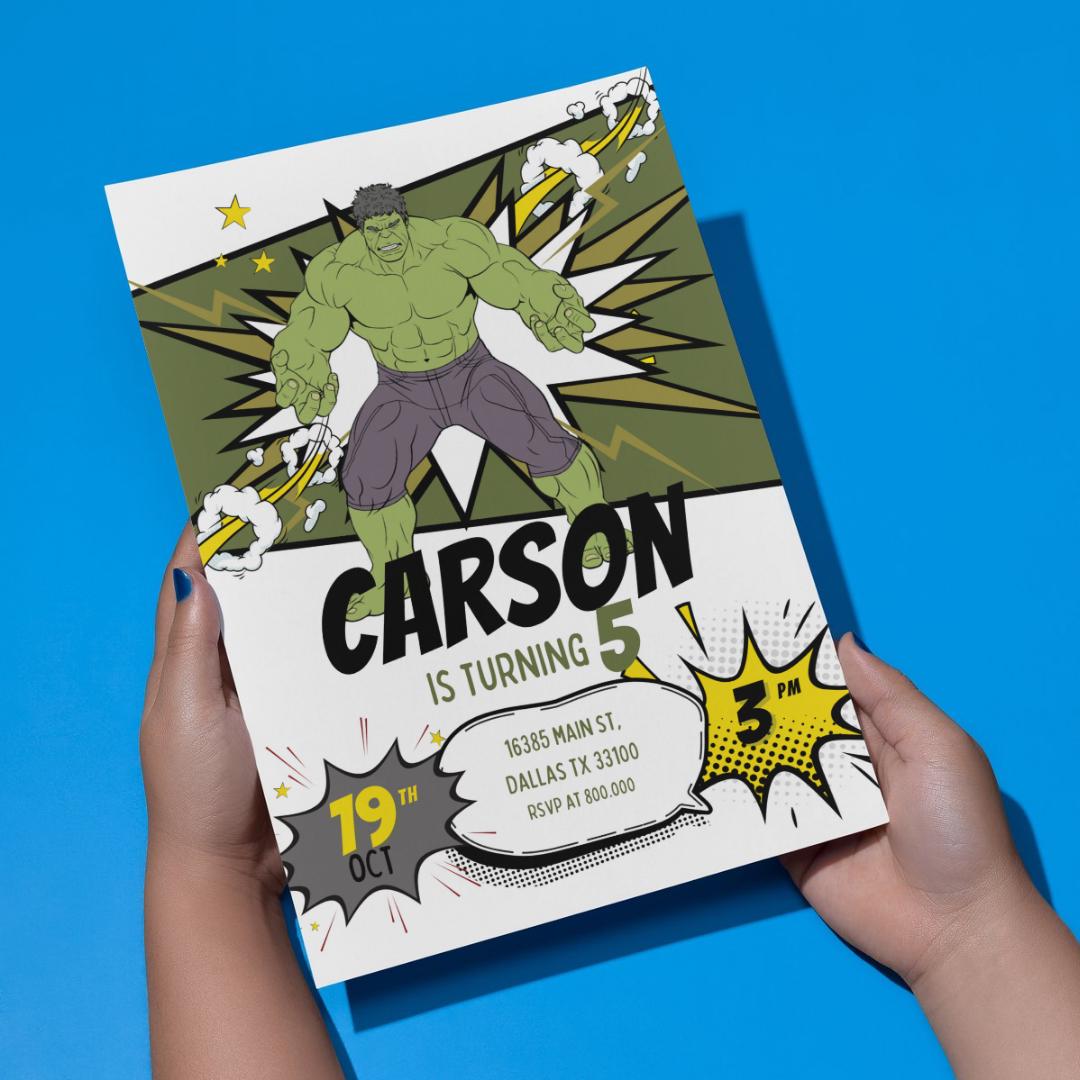 Editable Hulk Birthday Party Invitation Template, Hulk Party Any Age ...