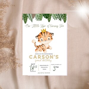 Editable and Printable Our Little Tiger Birthday Party Invite, Tiger ...