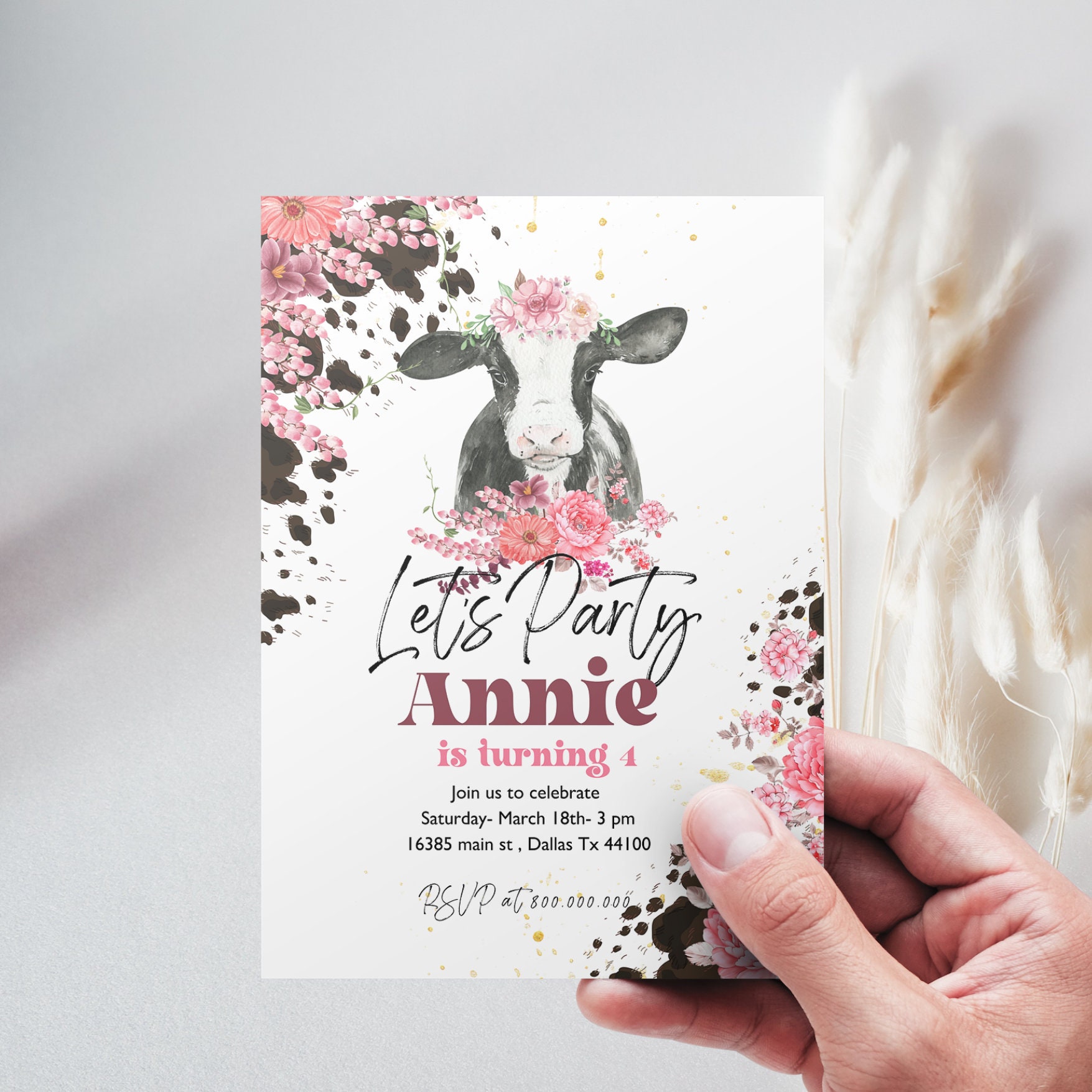 Printable Cow Birthday Party Invitation Template, Holy Cow I'm One ...