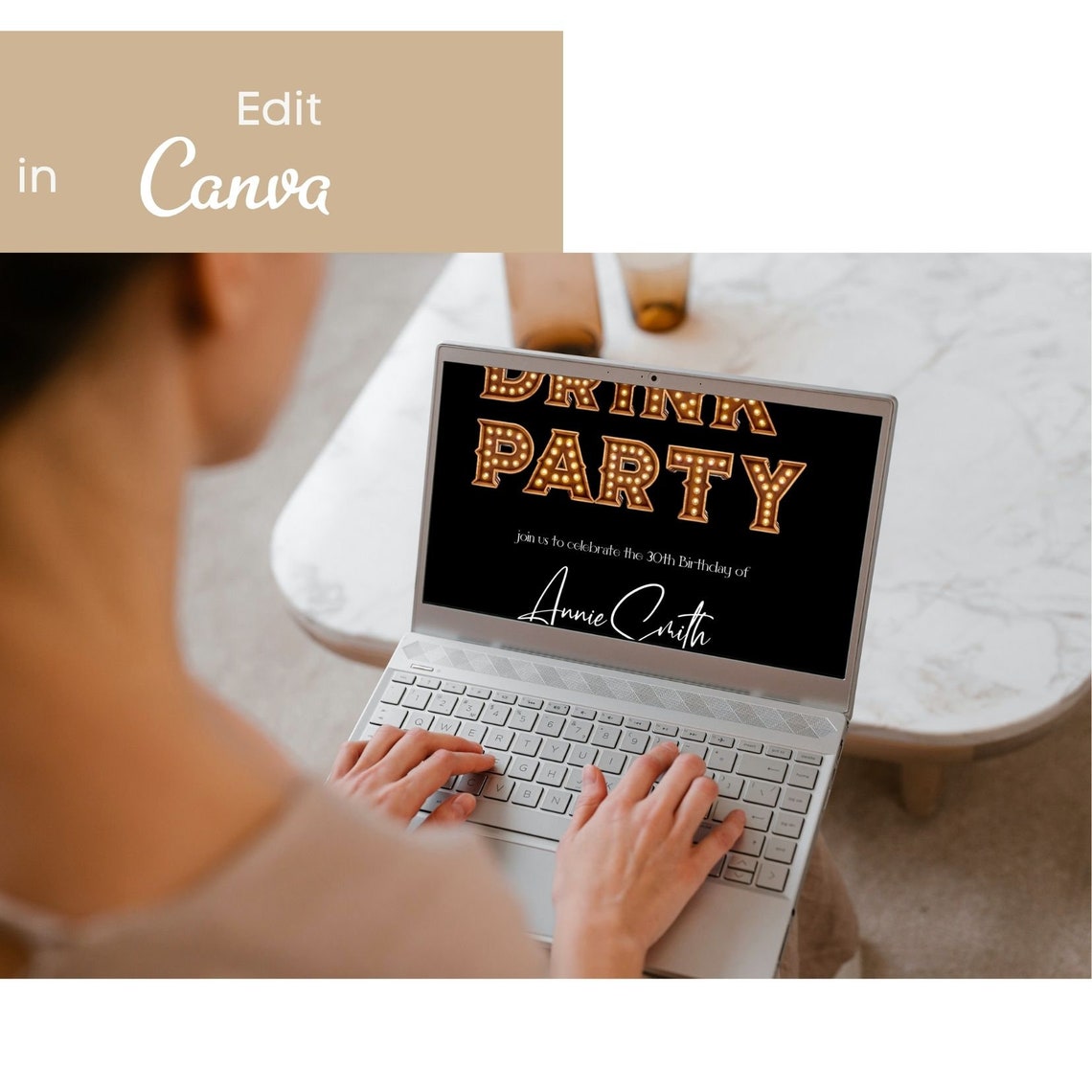 Editable and Printable Eat Drink Party Marquee Sign Invitation - Etsy