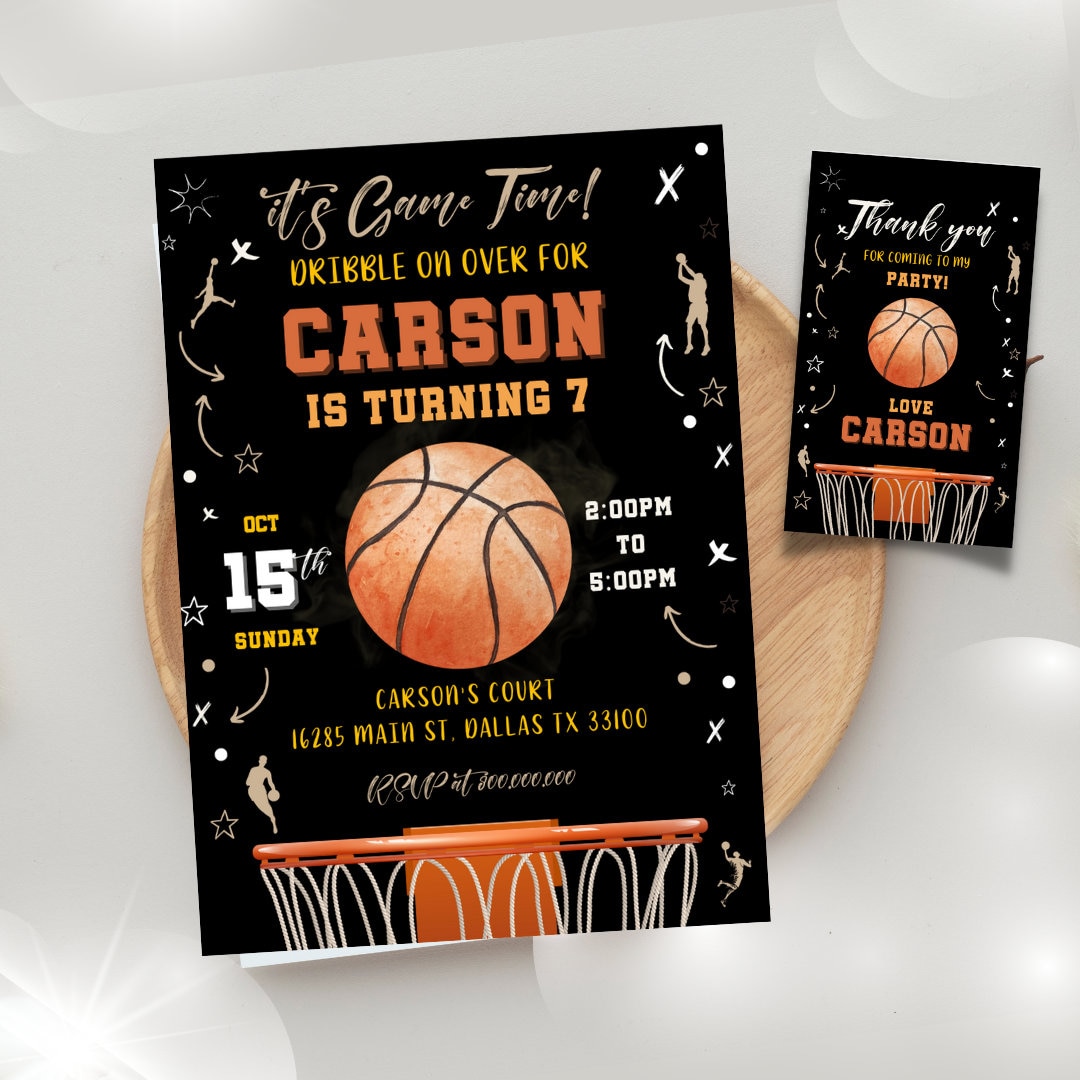 Editable and Printable Basketball Birthday Party Invitation Template ...