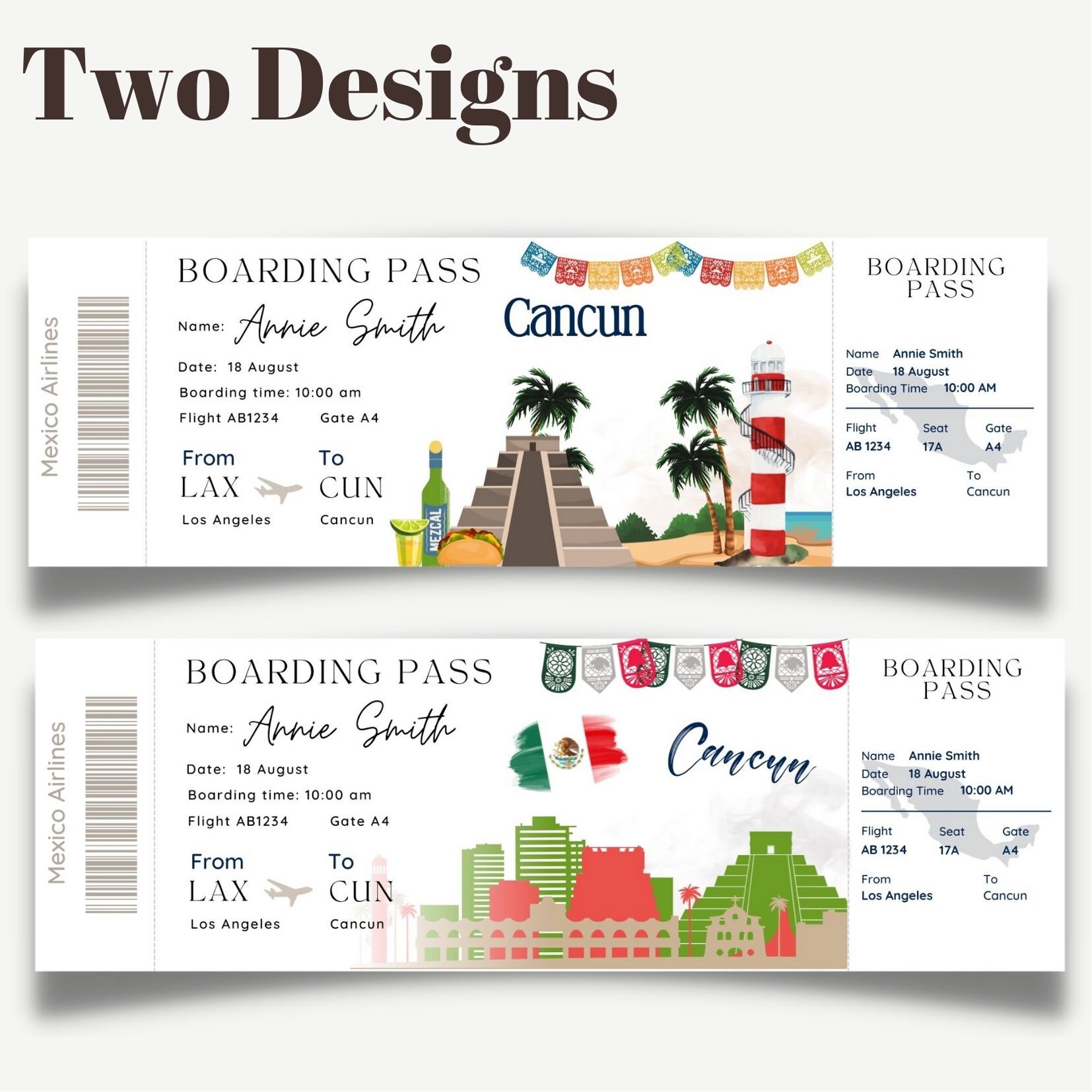Printable and Editable Cancun Surprise Boarding Pass Ticket - Etsy