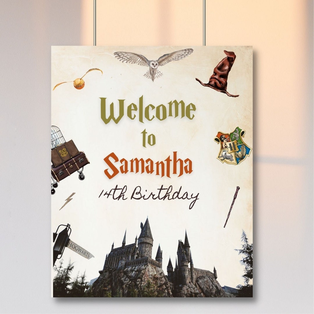Editable Wizard Birthday Party Welcome Sign Template, Magical Kid ...