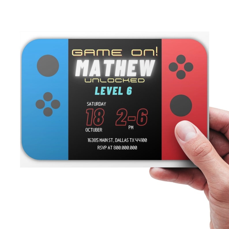 Editable Gamer Birthday Party Invitation, Game Theme (digital Download ...