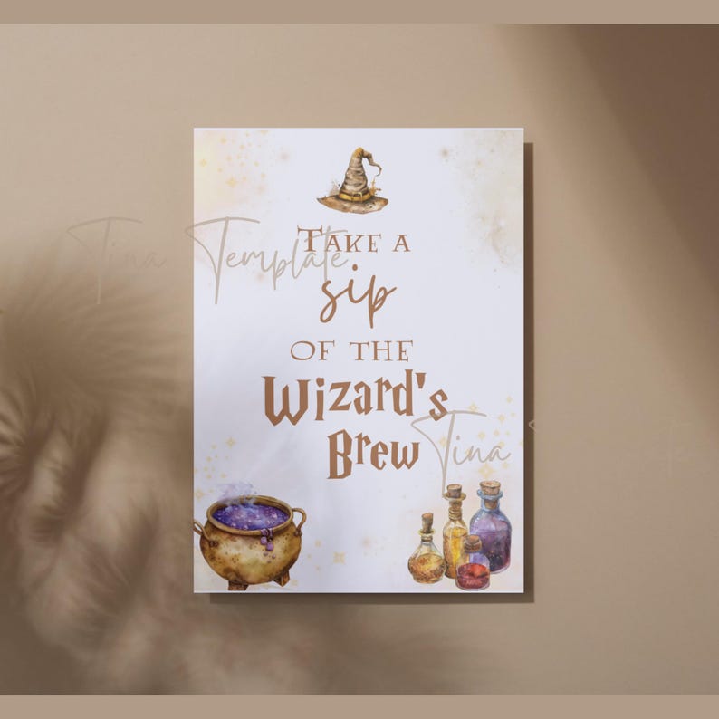 Printable Magical Wizard Birthday Sign, Wizard Party Decoration, Witch ...