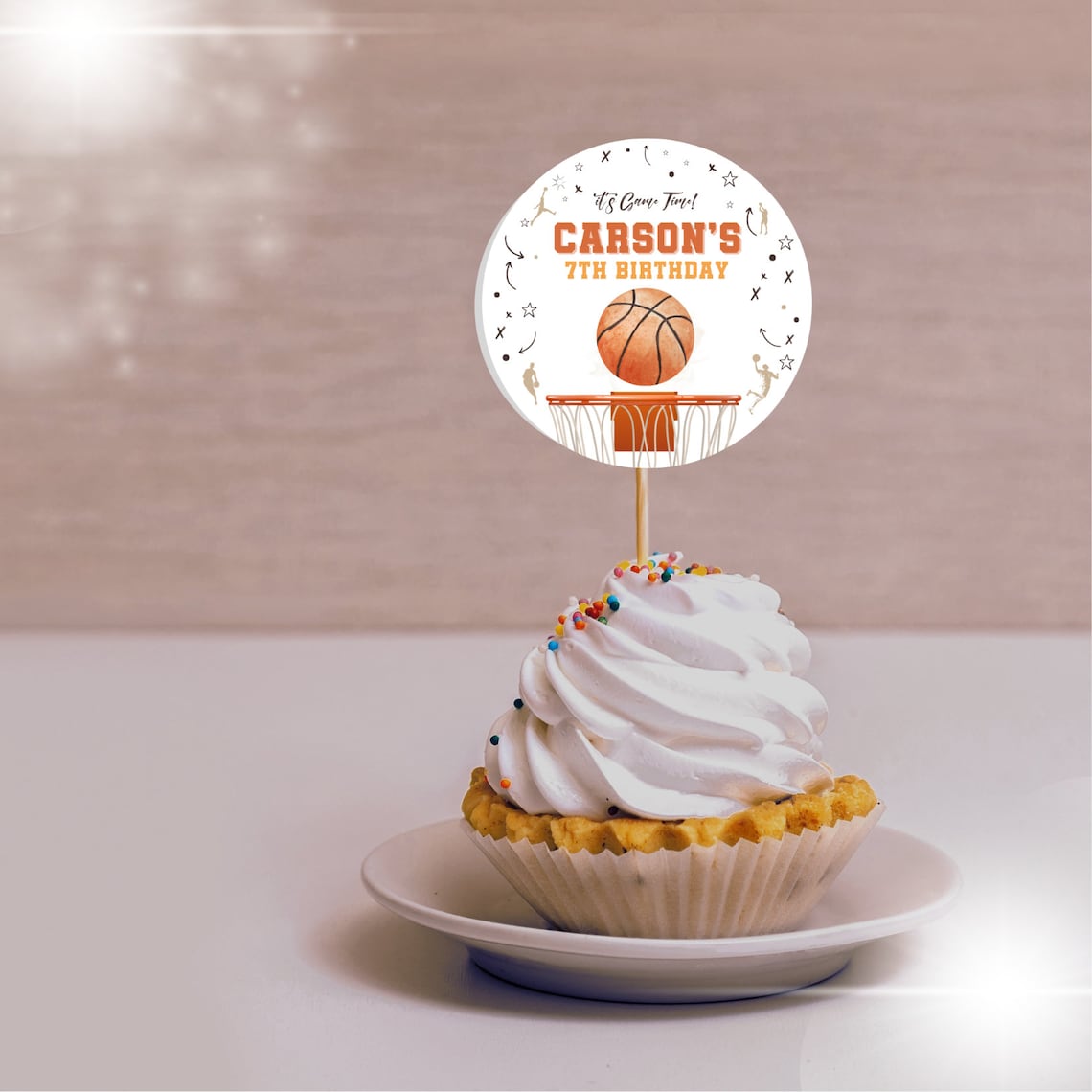 Editable and Printable Basketball Birthday Cupcake Toppers - Etsy