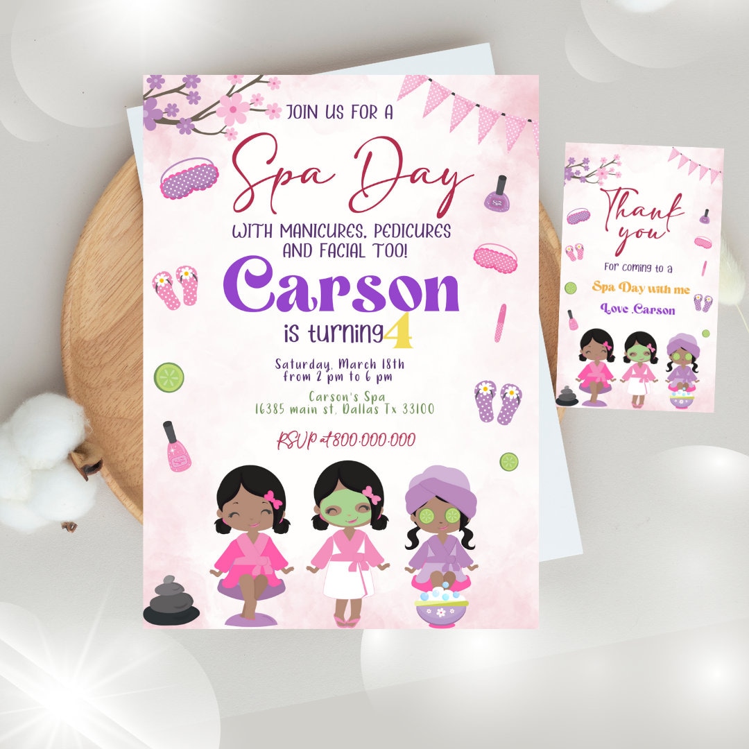 Editable and Printable Spa Party Invitation Template, Spa Party ...