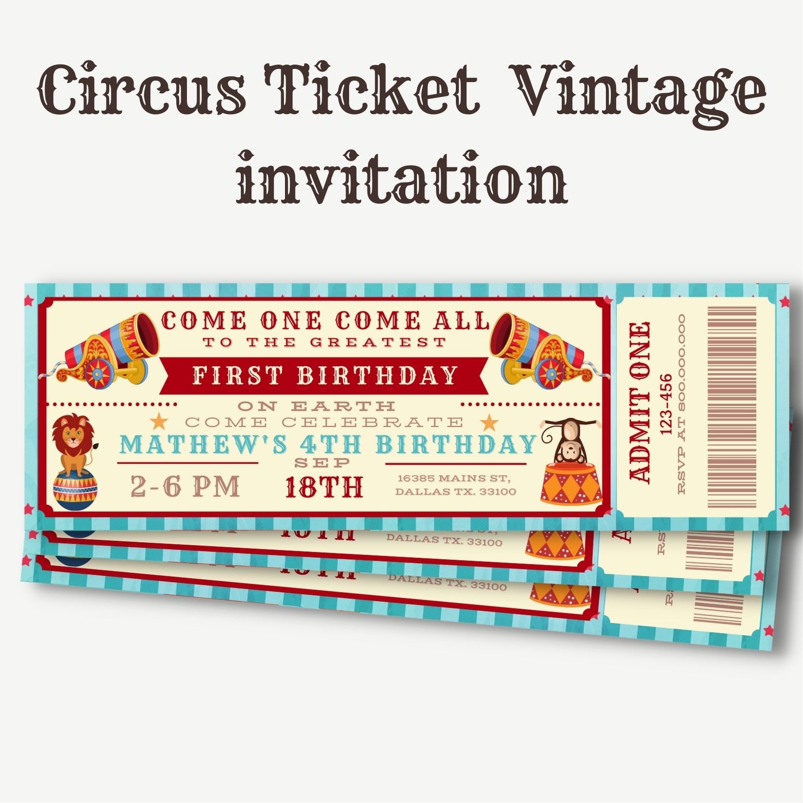 Vintage Circus Ticket Template