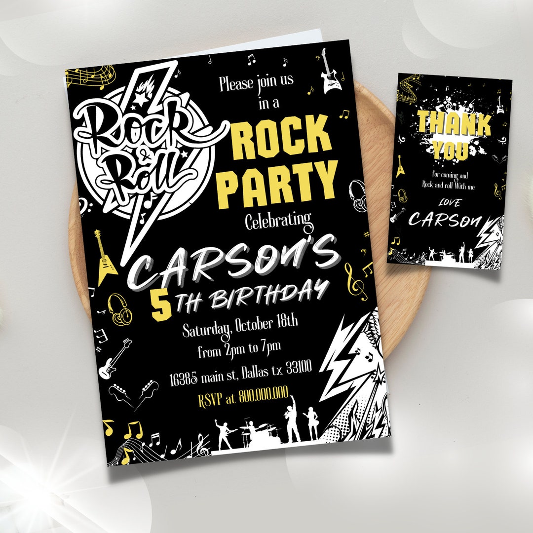 Editable and Printable Rock and Roll Birthday Party Invitation, Rock ...