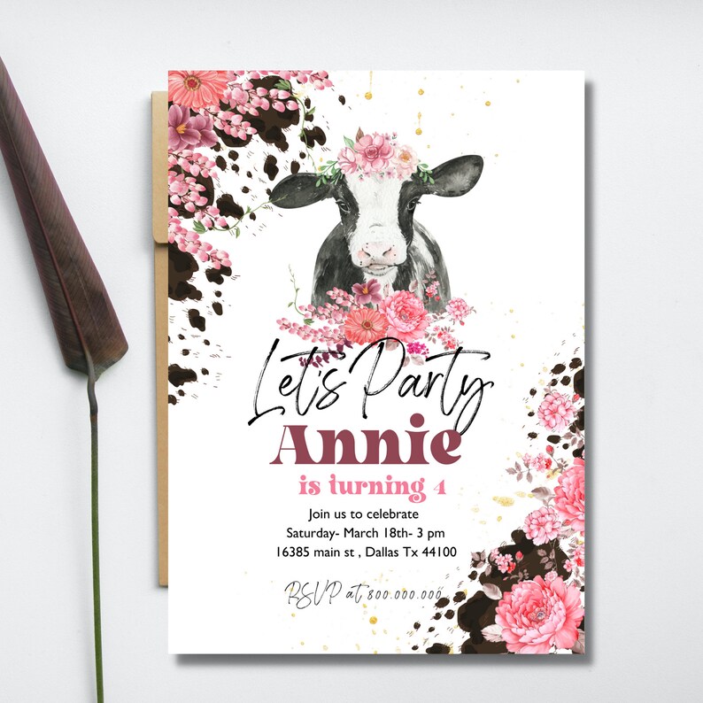 Printable Cow Birthday Party Invitation Template Holy Cow - Etsy