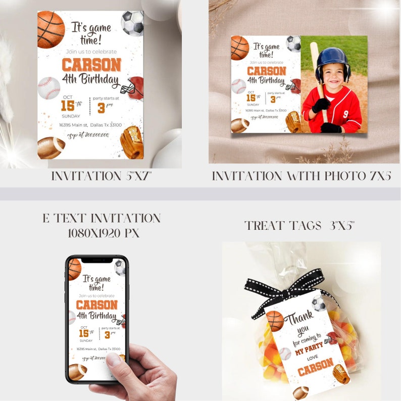 Editable and Printable Sport Birthday Party Bundle Template - Etsy