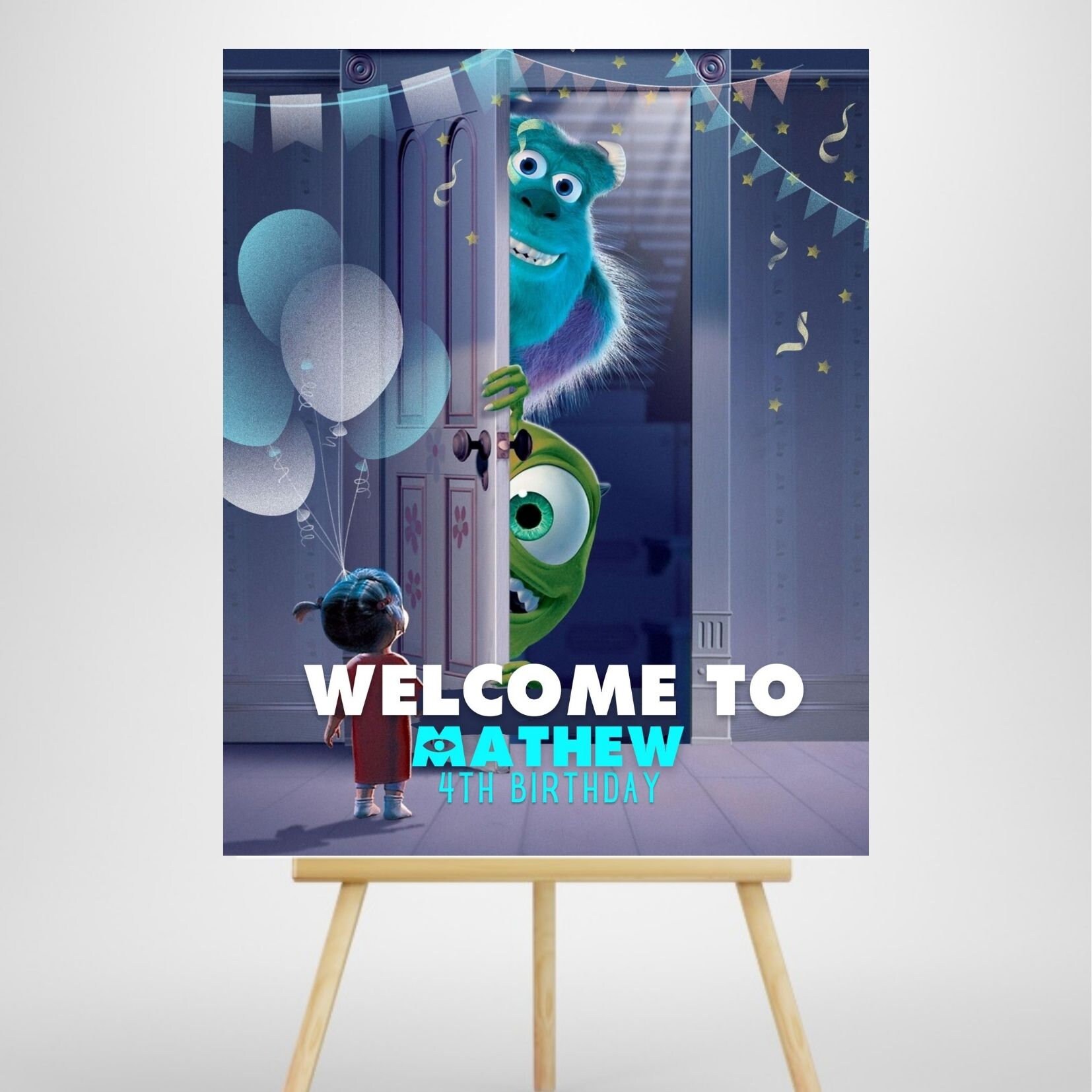 Printable Monsters Kid Birthday Welcome Sign Editable - Etsy