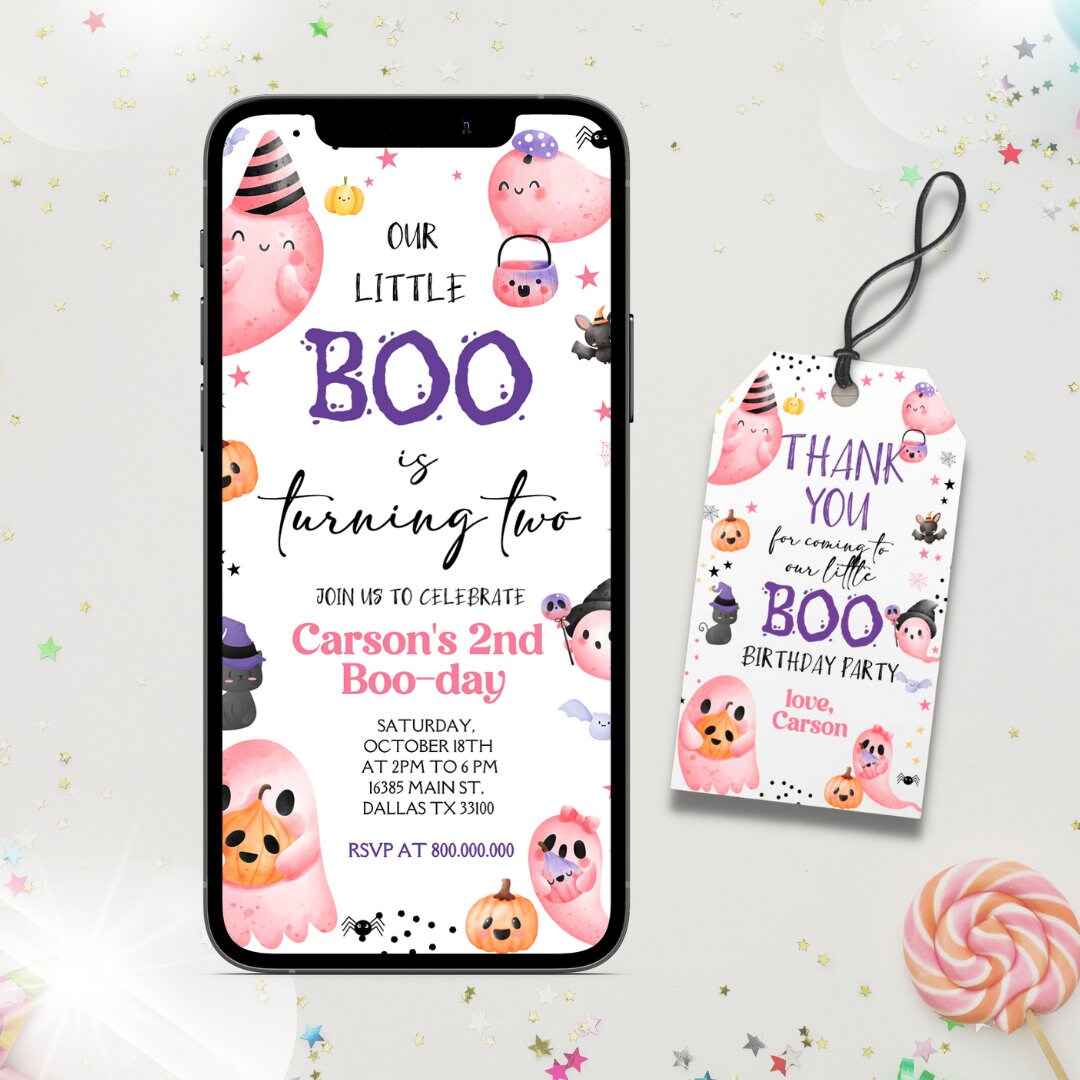 Editable Our Little Boo Birthday Phone Invitation, Little Boo Turning ...