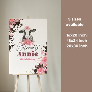 Editable Cow Birthday Party Welcome Sign Template, Holy Cow Im One ...