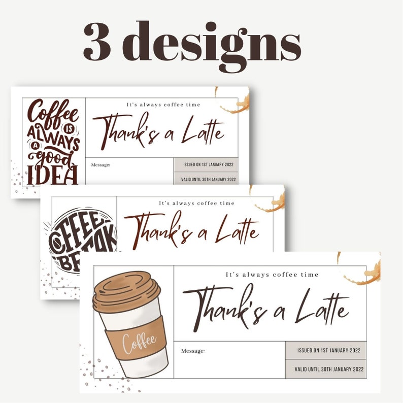 Editable Coffee Gift Coupon Template, Printable Thank’s a Latte Gift ...
