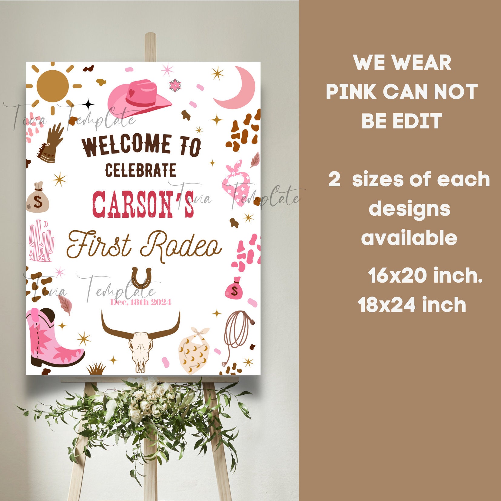 Editable My Rodeo Girl Welcome Sign Template, Cowgirl Birthday Party ...