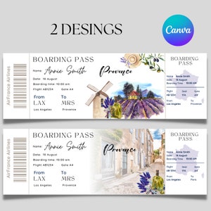 Printable and Editable Provence Surprise Boarding Pass Ticket, Trip to ...