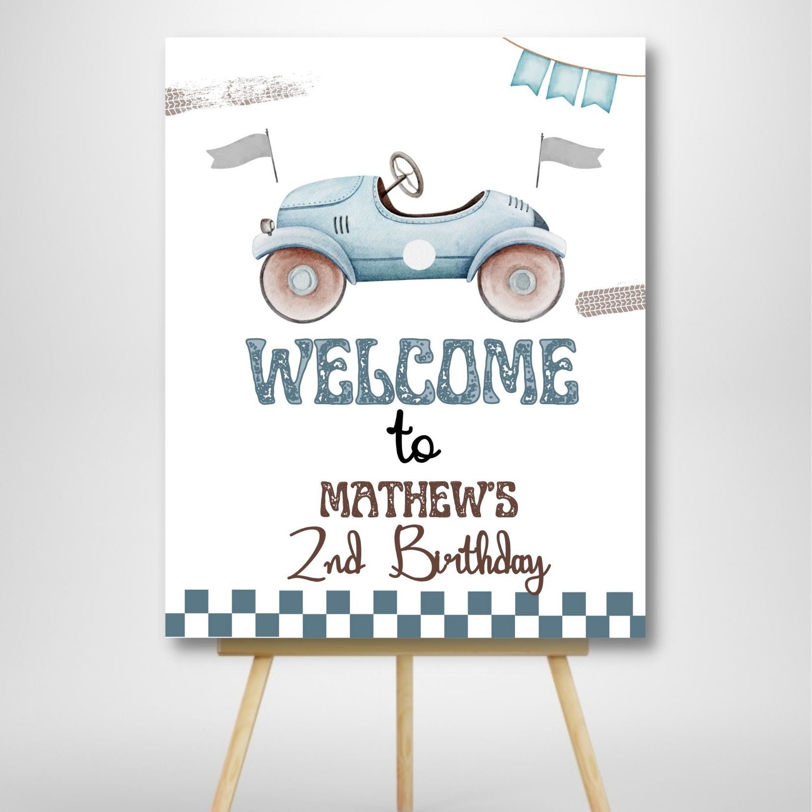 Editable Race Car Welcome Sign Two Fast to Curious Kid - Etsy