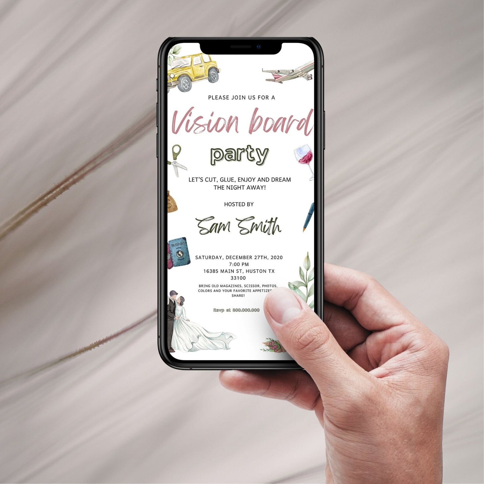 Mobile Vision Board Editable Party Invitation Template, Dream Vision ...
