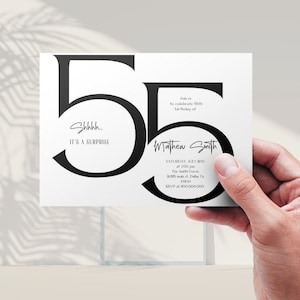 Editable and Printable 55th Elegant Birthday Invitation Template, Fifty ...
