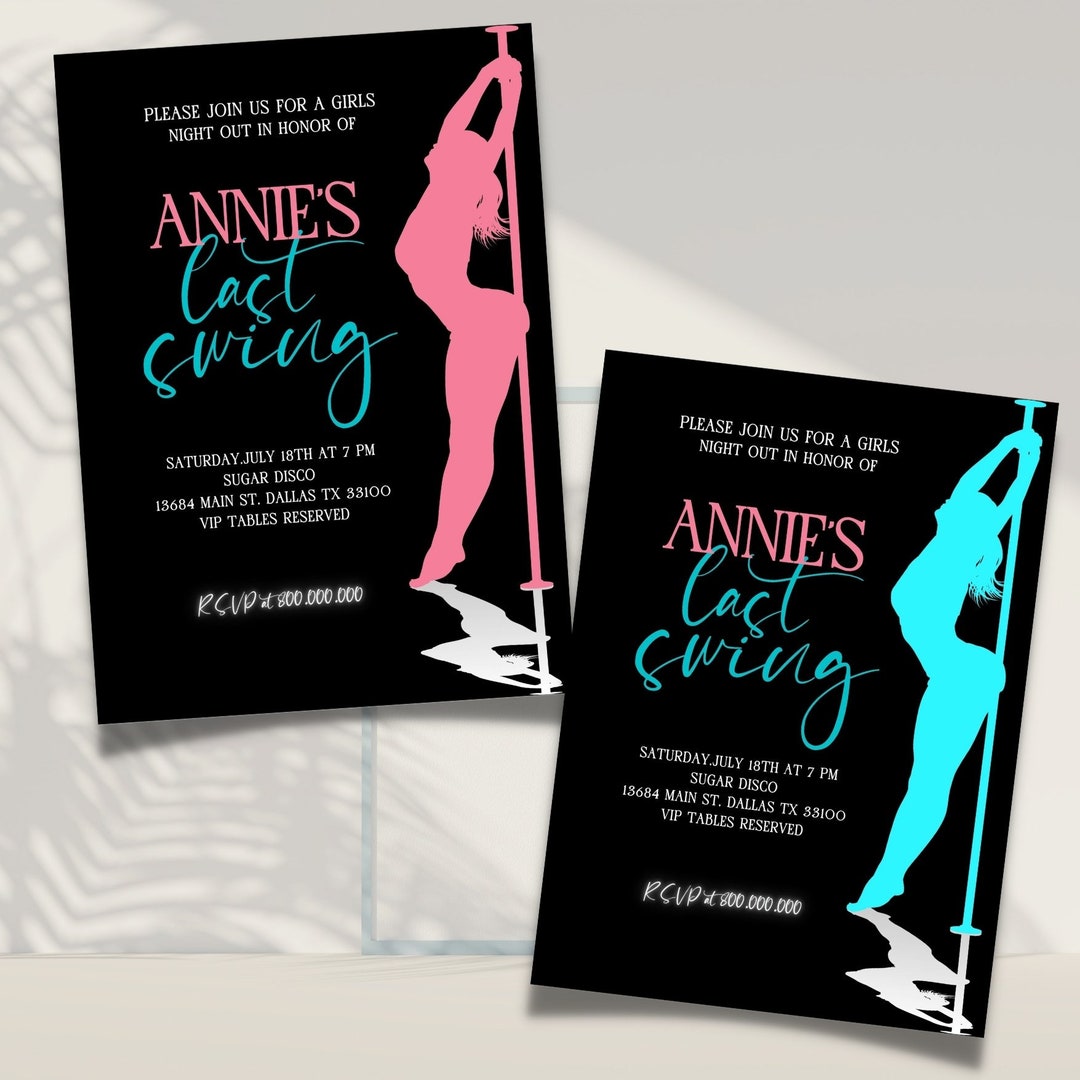 Editable Last Swing Girl Invitation Template, Neon Light Bachelorette ...