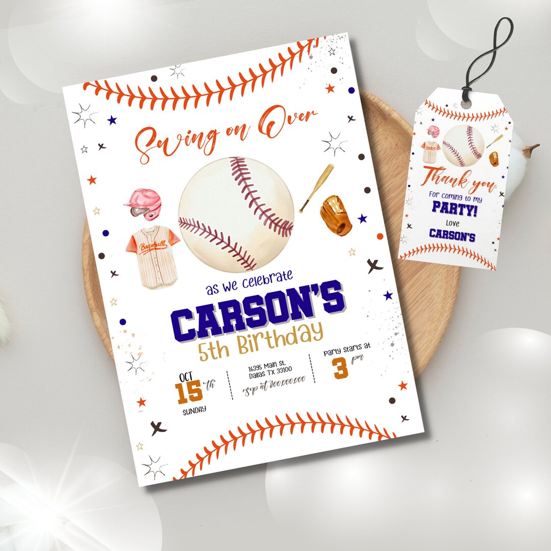 Editable and Printable Baseball Birthday Party Invitation Template ...