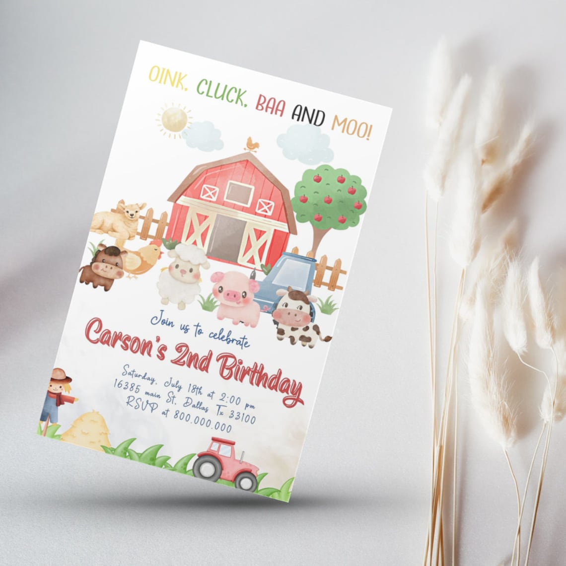 Editable Farm Kid Birthday Invitation Template, Printable Farms Animals ...