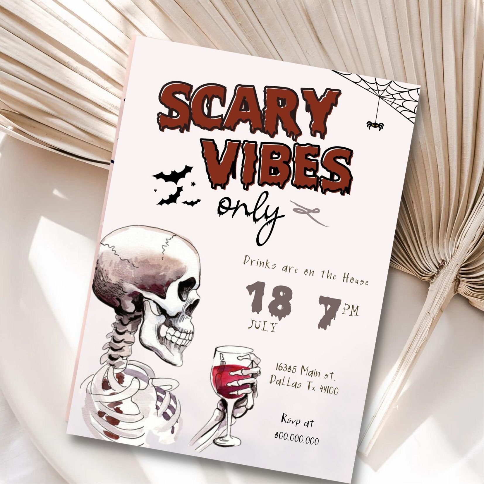 Editable and Printable Cocktails and Costumes Invitation, Skeleton Wine ...