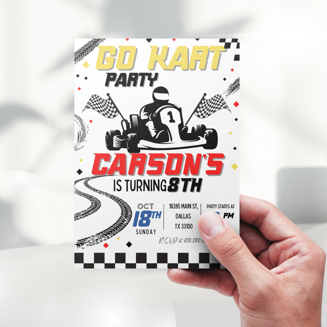 Editable and Printable Go-kart Party Invitation Template, Go Karting ...