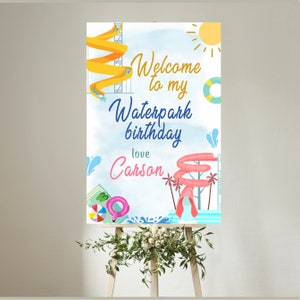 Editable and Printable Waterpark Party Welcome Sign Template ...