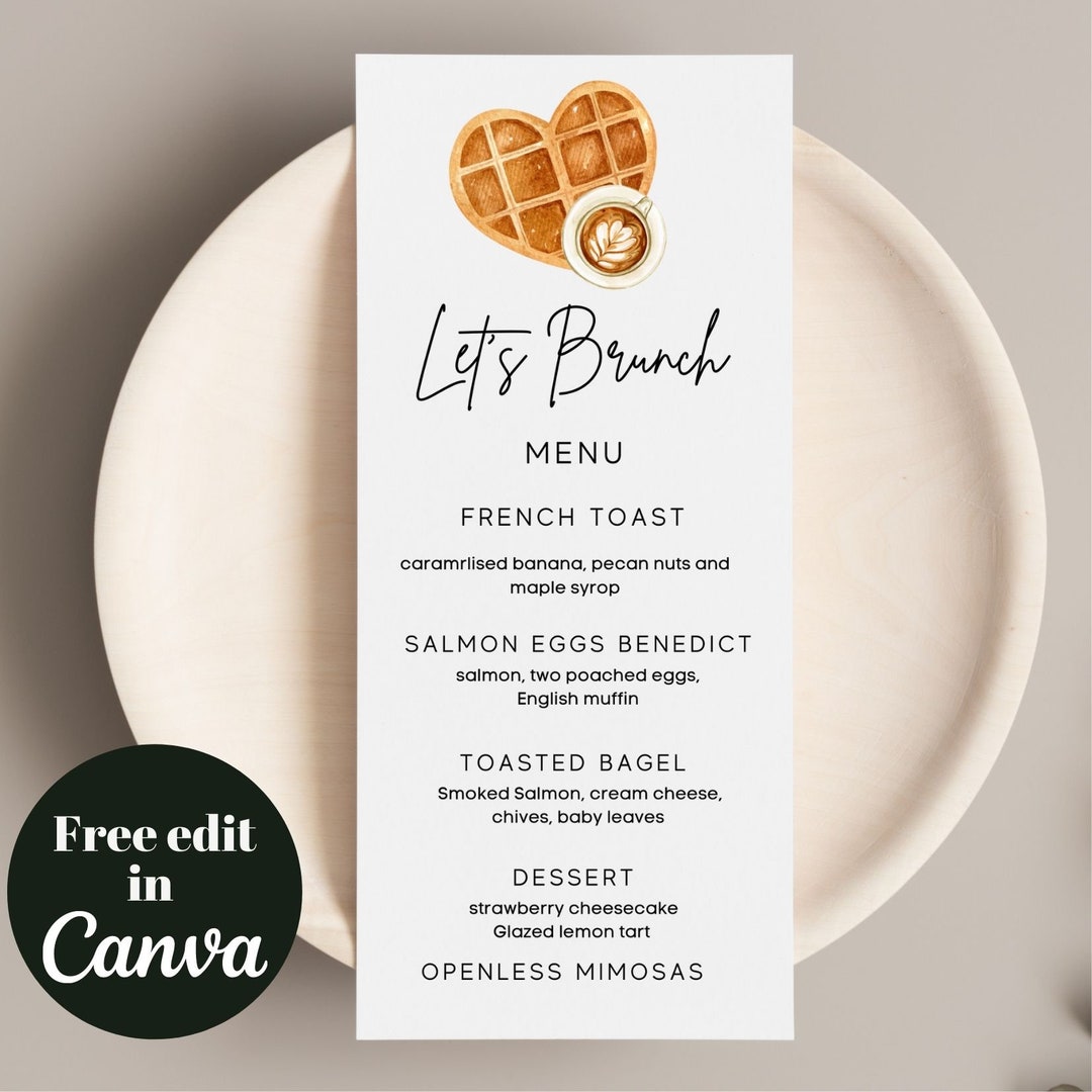 Minimalist Waffle Brunch Digital Menu Template, Let’s Brunch Menu ...