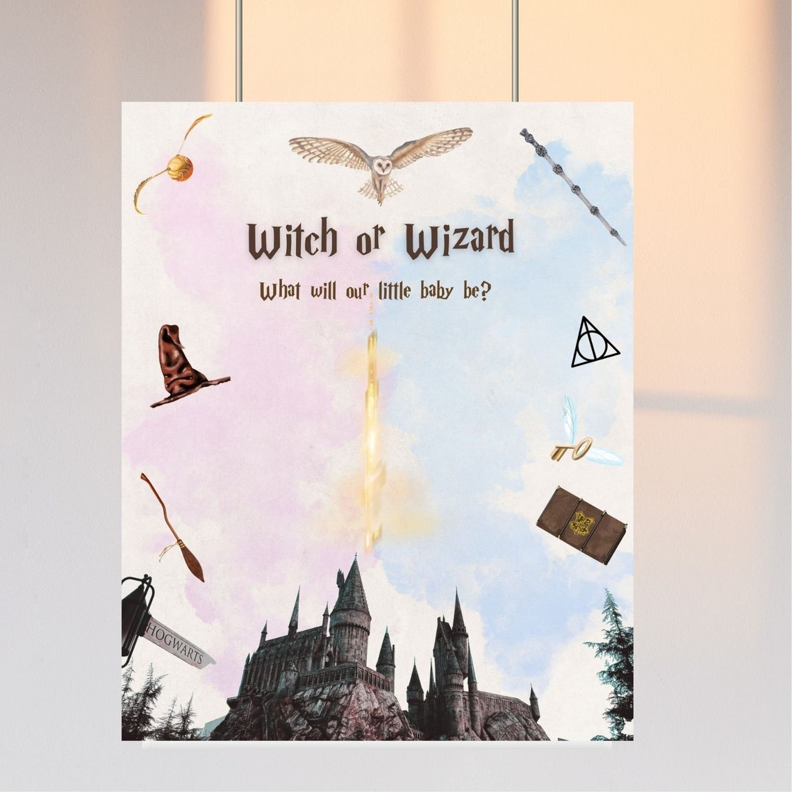 Editable Witch or Wizard Gender Reveal Voting Sign Template - Etsy