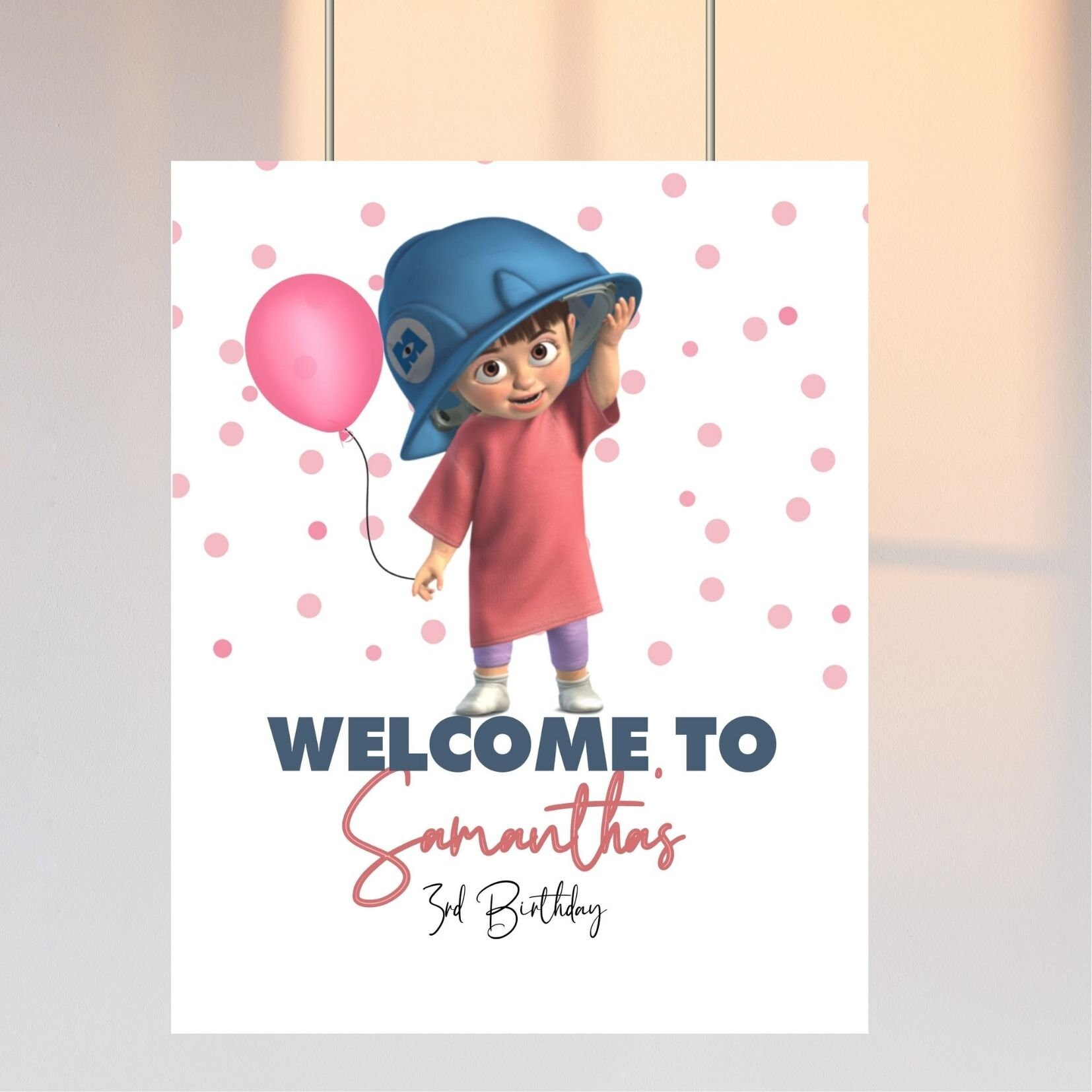 Printable and Editable Monsters Boo Kid Birthday Welcome Sign Template ...
