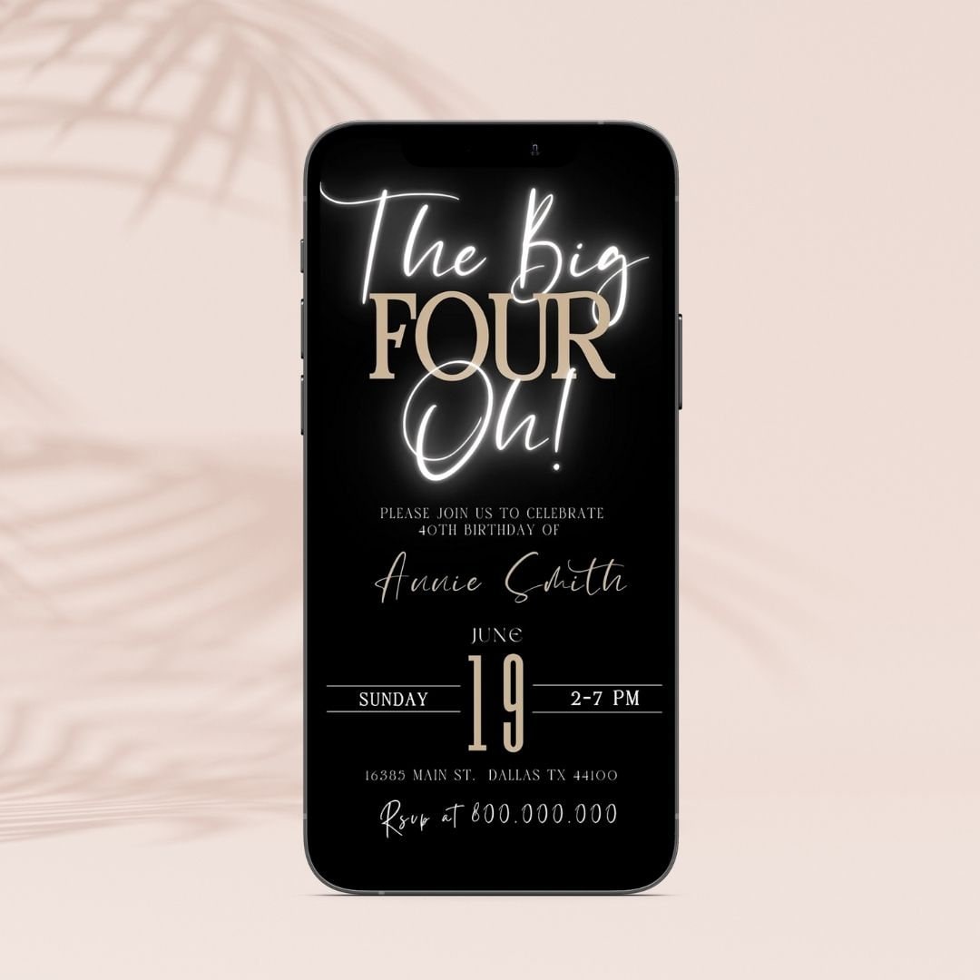Elegant the Big Four Oh! Birthday Electronic Invitation Template, 40th ...
