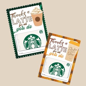 Editable Thanks A Latte Gift Card Holder Printable Teacher Gift ...