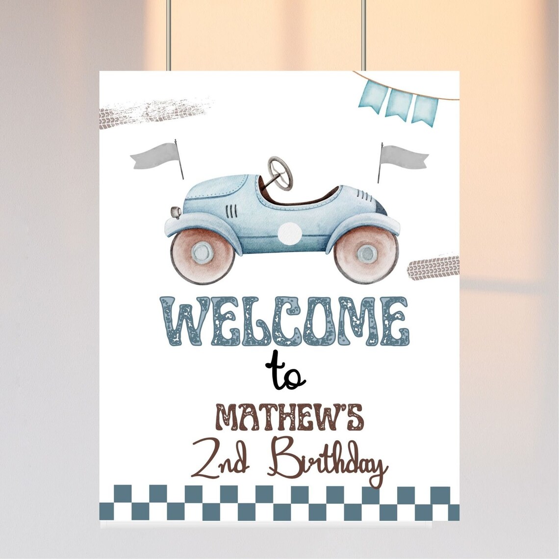 Editable Race Car Welcome Sign Two Fast to Curious Kid Birthday Party ...