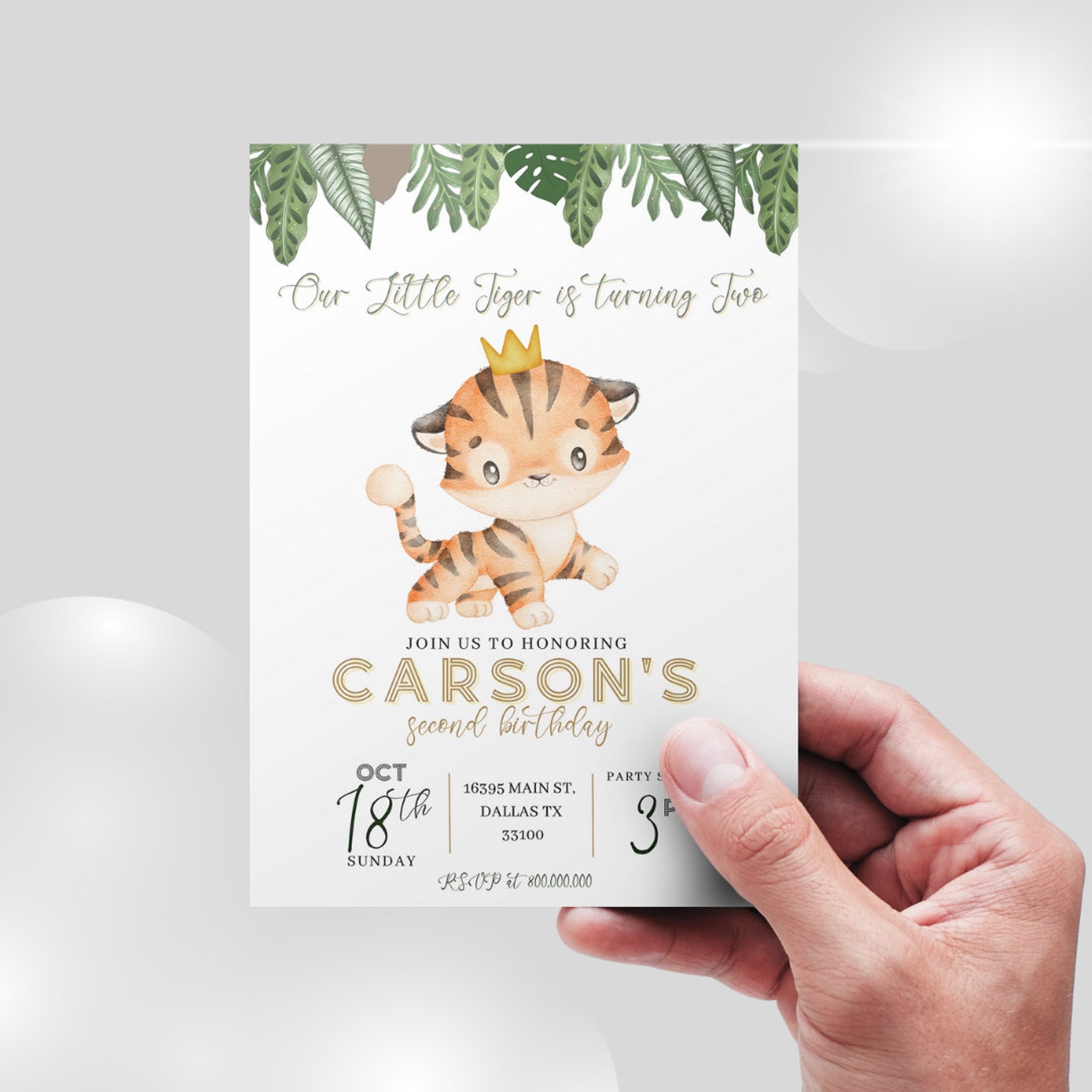Editable and Printable Our Little Tiger Birthday Party Invite, Tiger ...