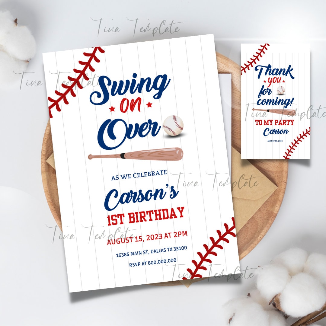 Editable and Printable Baseball Birthday Party Invitation Template ...