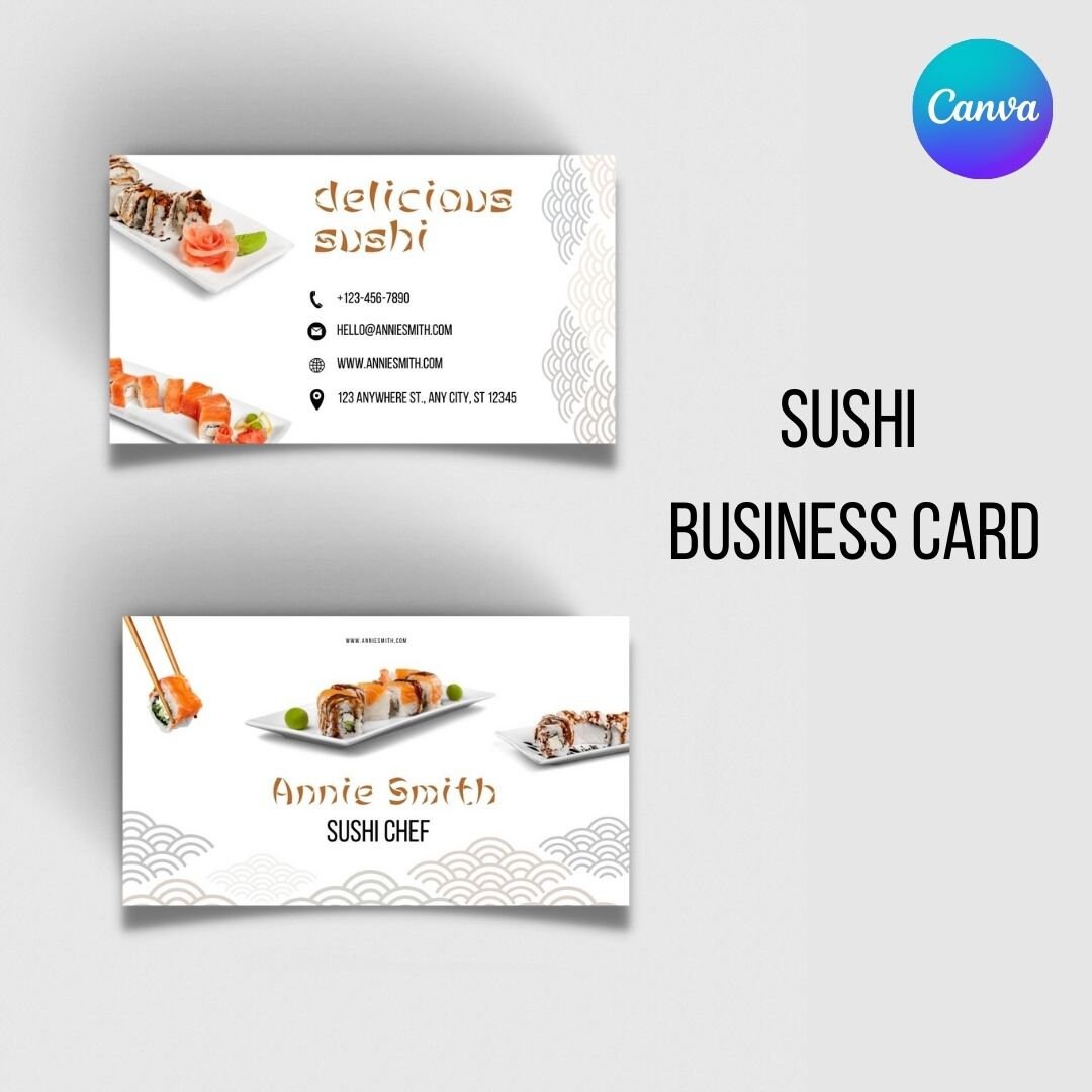 Editable and Printable Sushi Chef Business Card Template - Etsy