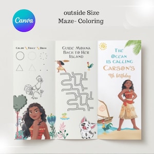 Printable and Editable Baby Moana Birthday Tri-fold Activity Sheet ...