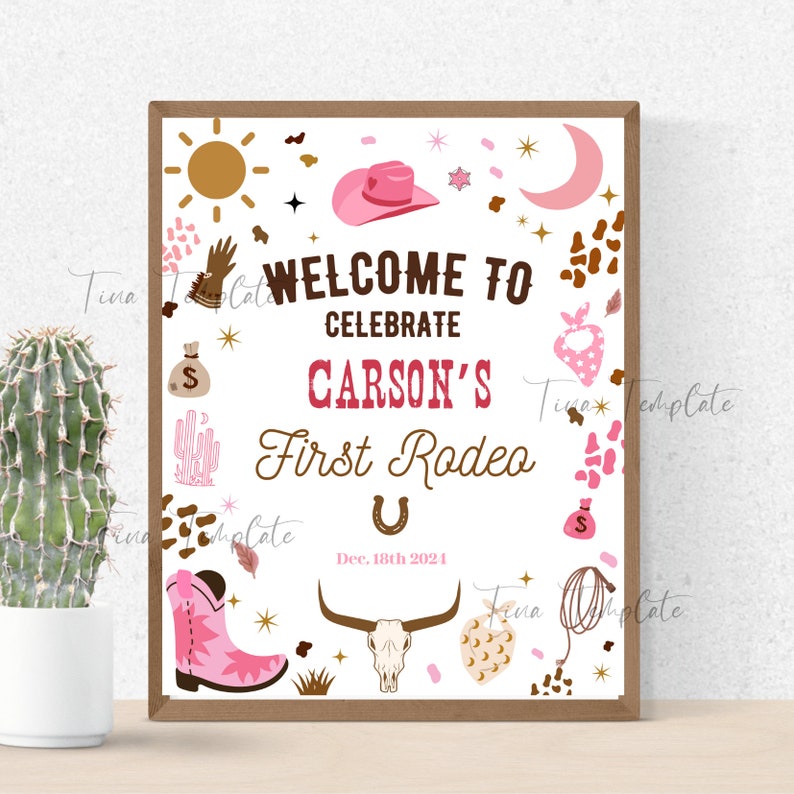 Editable My Rodeo Girl Welcome Sign Template, Cowgirl Birthday Party ...