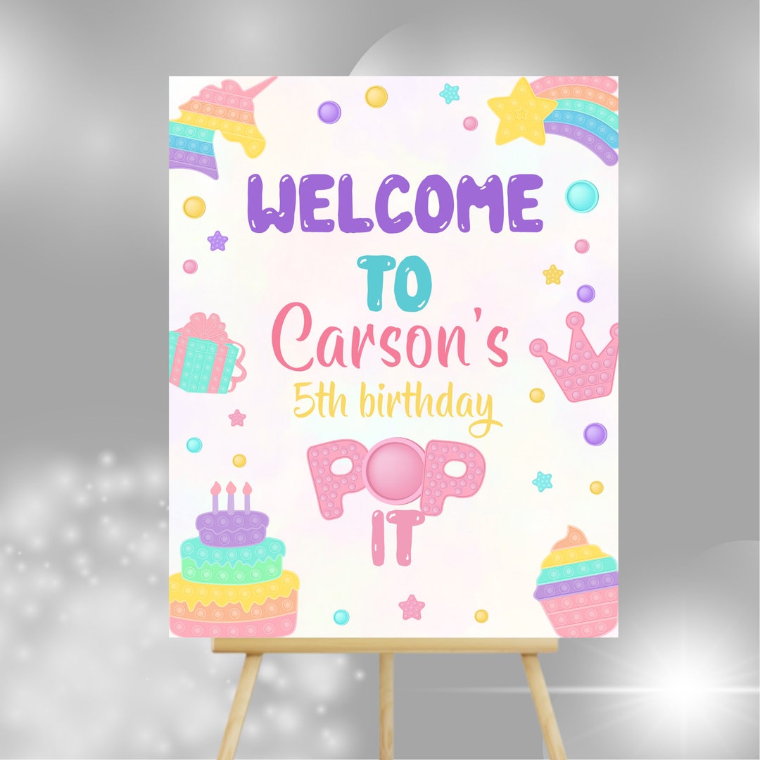 Editable and Printable Pop It Welcome Sign Birthday Template, Pop It ...