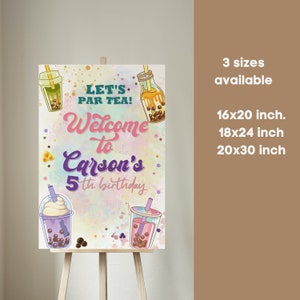Editable and Printable Boba Tea Welcome Sing Template, Boba Tea Party ...