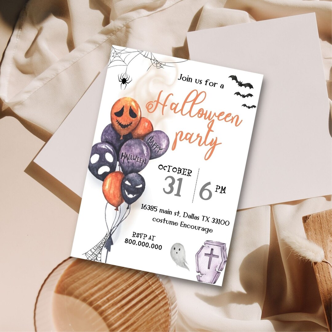 Editable and Printable Halloween Party Invitation Template, Tick or ...