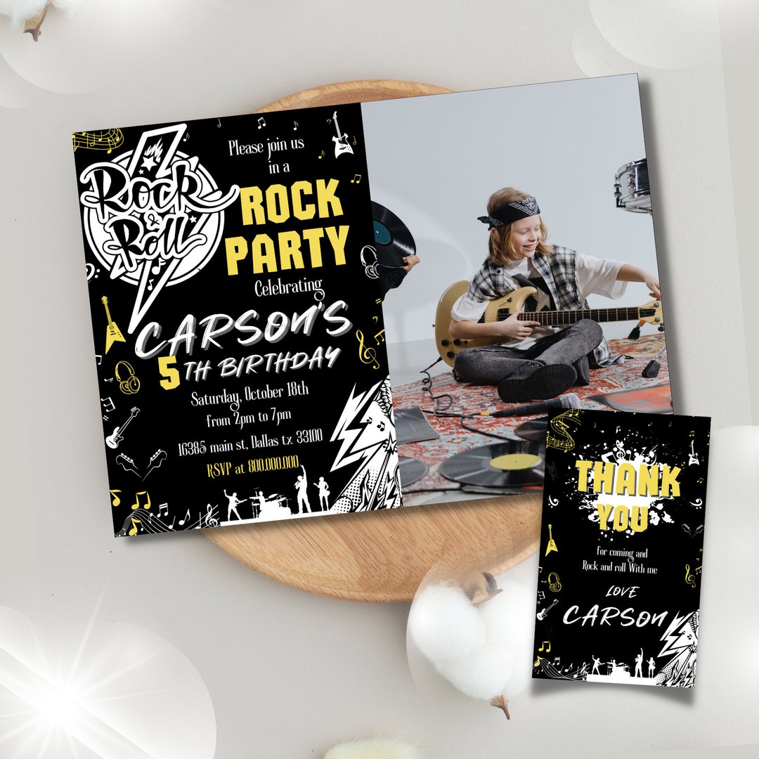 Editable and Printable Rock and Roll Birthday Party Invitation, Rock ...
