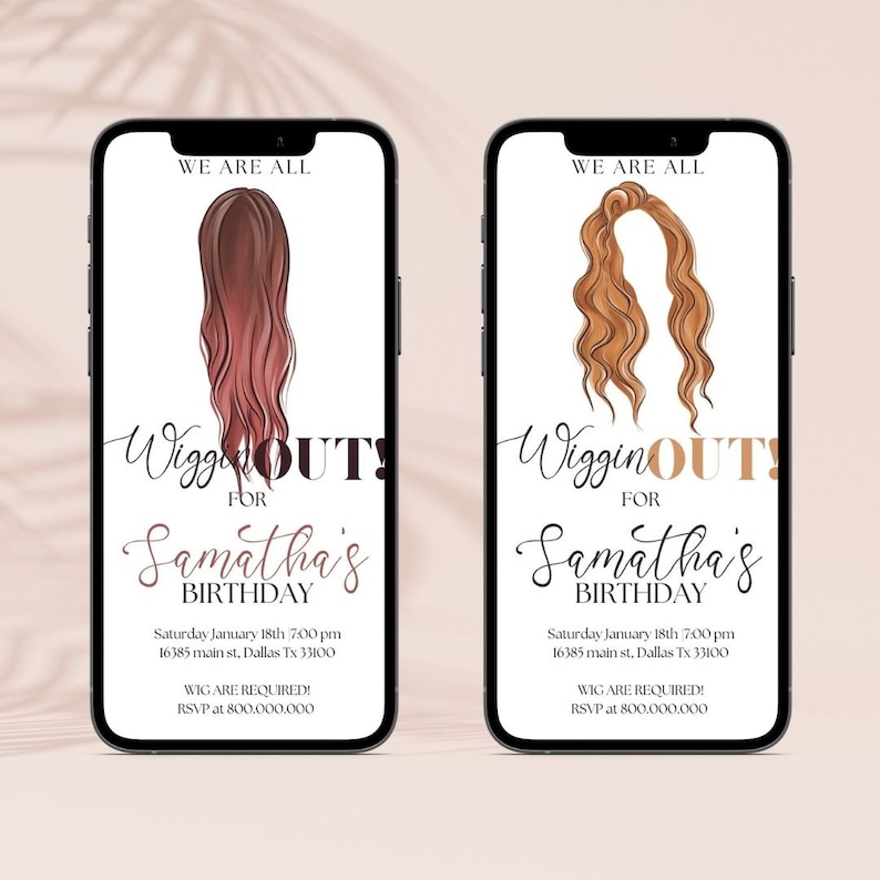 Mobile Wig Party Invitation Template Phone Wigginout Party - Etsy