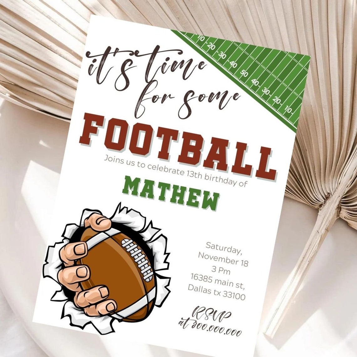 Editable Football Party Invitation Template It's Time for - Etsy