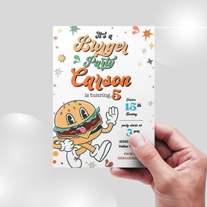 Editable and Printable Burger Party Invitation Template, Retro Burger ...