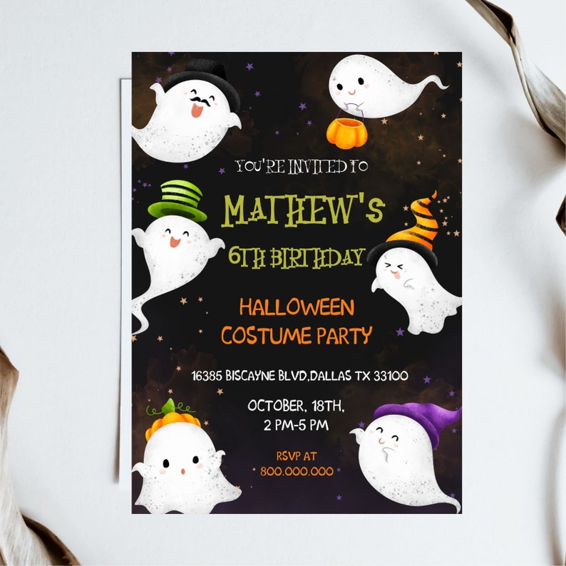 Editable and Printable Halloween Any Age Kid Birthday Party Invitation ...